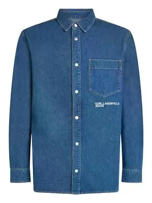 Karl Lagerfeld Embroidered Denim Shirt - Blue