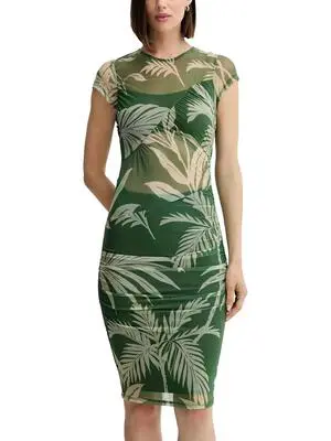 Guess Floral Print Midi Dress - Green