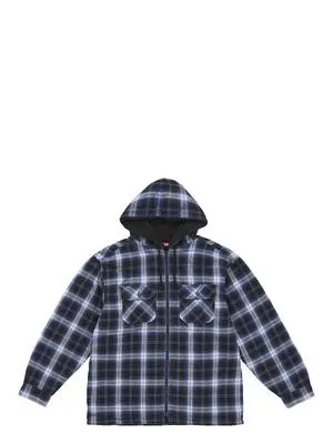 Supreme Lined Zip Up Hooded Flannel Shirt - Navy Blue