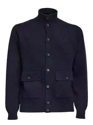 FILIPPO DE LAURENTIIS Buttoned High Neck Sweater - Blue