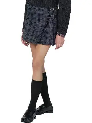 DURAZZI MILANO Pleated Check Mini Skirt - Black