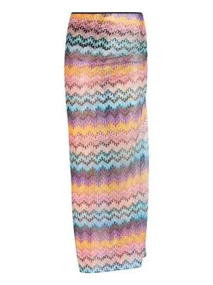 Missoni Zig-zag Pattern Lace Maxi Skirt - Yellow