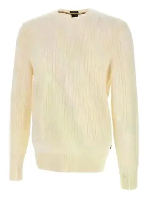BOSS Cable Knit Crew-neck Sweater - Neutrals