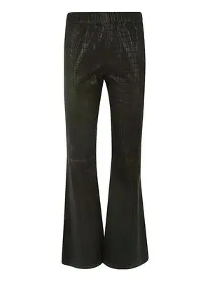 ENES Crocodile-embossed Leather Trousers - Black