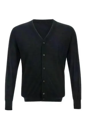 KANGRA Button V-neck Cardigan - Black