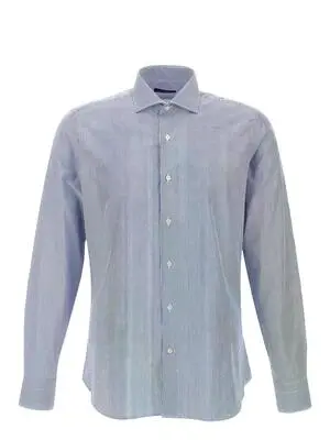 MARCHESANI Striped-pattern Button Shirt - Blue