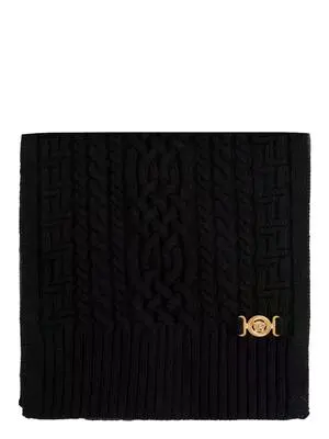Versace Cable-knit Virgin-wool Scarf - Black