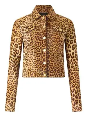 Roberto Cavalli Leopard Print Leather Jacket - Brown