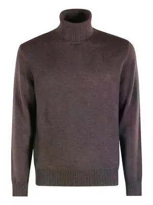 Altea Turtleneck Sweater With Ribbed Trims - Brown