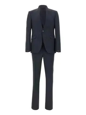 CARLO PIGNATELLI Mandarin Collar Three-piece Suit - Blue