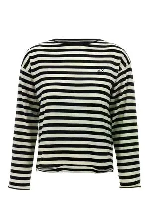 SUN 68 Striped Logo-embroidered Sweater - Black