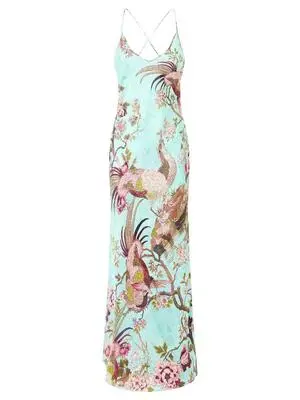 Roberto Cavalli Floral-print Slip Dress - Blue