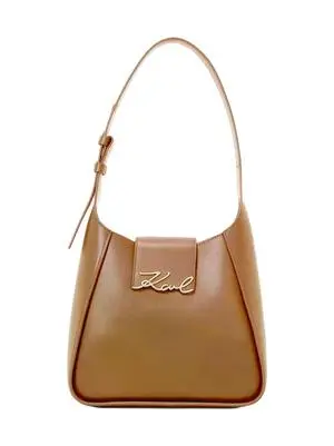 Karl Lagerfeld K/signature Flap Shoulder Bag - Brown