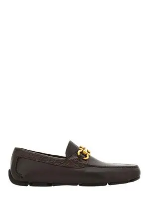 FERRAGAMO Penny Driver Loafer With Gancini Buckle - Brown