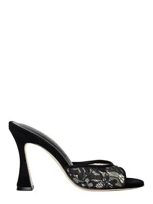 L'Agence Avery Lace Open-toe Mule - Black Lace