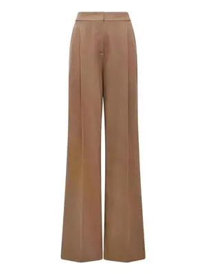 Another Tomorrow Pleated Wide Leg Trousers - Brown
