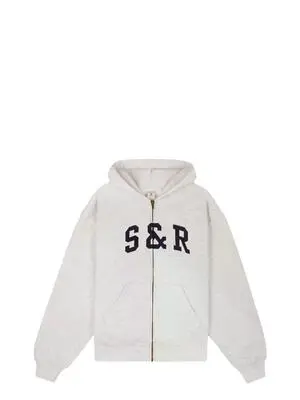 SPORTY & RICH Appliqué Zip Hoodie - Grey