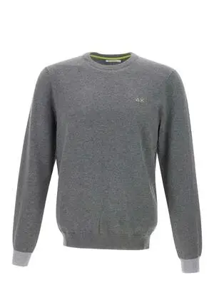 SUN 68 Logo Sweater With Elbow Patches - Grey