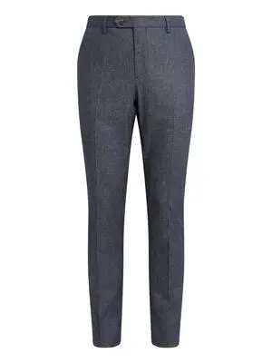 Pal Zileri Cotton-blend Flat Front Trousers - Navy