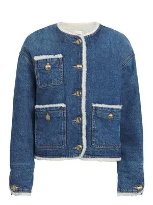 Sandro Faux Shearling-lined Denim Jacket - Blue