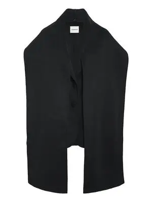 Sandro Wool Short Coat With Scarf Detail - Black