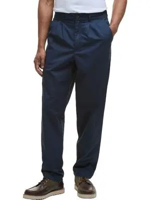 Barbour Cole Relaxed Fit Pleated Cotton Poplin Chinos - Navy