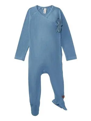 MINIMOI Solid Ribbed Footie - Blue Bell