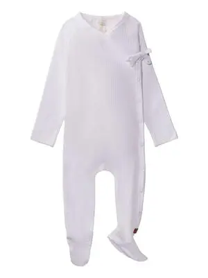 MINIMOI Solid Ribbed Footie - White