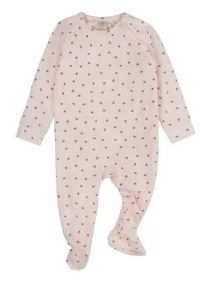 MINIMOI Baby Clover-print Footie - Barely Pink