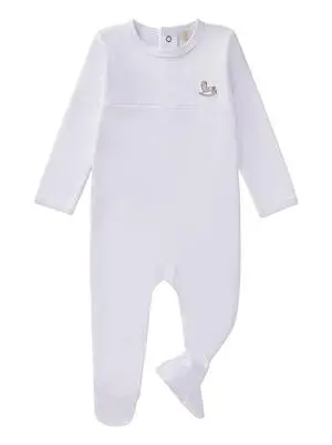 MINIMOI Baby Embroidered Pima Cotton Footie - Lilac