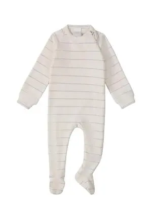 MINIMOI Baby Metallic Striped Footie - White