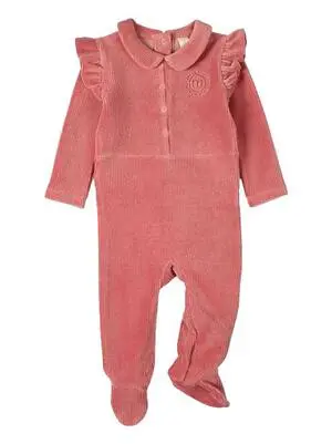 MINIMOI Baby Cotton Rich Corduroy Ruffled Footie - Old Rose
