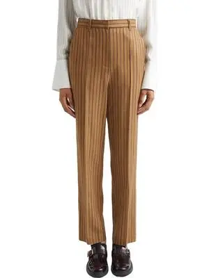 EENK Striped Wool-blend Straight-leg Pants - Beige Virgin Wool Blend