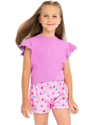 PREPPY GOOSE Ruffle Sleeve T-shirt - Orchid
