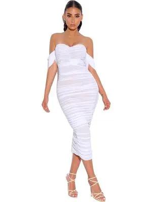 MISS CIRCLE Off Shoulder Maxi Dress - White