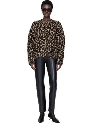 ANINE BING Sydney Crew Sweater Black/brown Leopard