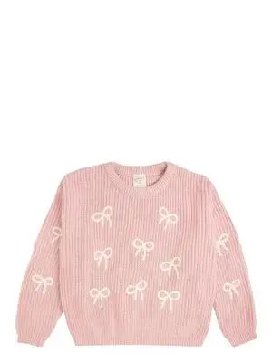 SWEET WINK All Over Bows Knit Sweater - Blush Pink