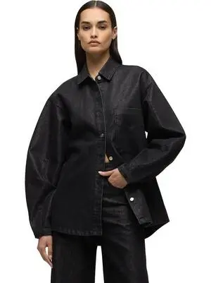 Hudson Jeans Barrel Sleeve Metallic Denim Shacket - Metallic Rinse