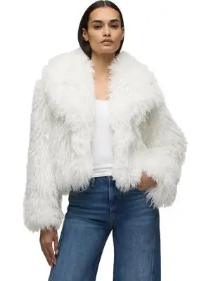 Hudson Jeans Cropped Faux Fur Jacket - Natural