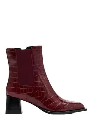 MARC NOLAN Harper Square Toe Chelsea Boots - Burgundy Croc