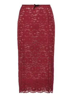 SAEMDI Lace Pencil Skirt - Burgundy