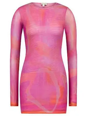SAEMDI Mini Fitted Dress - Pink/orange Tie Dye