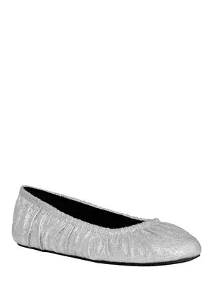 Rebecca Minkoff Ruched Ballerina Flat - Silver