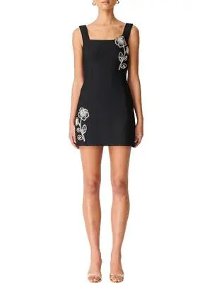 ELLIATT Soleil Beaded Floral Mini Dress - Black