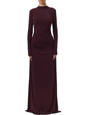 Naked Wardrobe Funnel Neck Long Sleeve Dress - Dark Plum