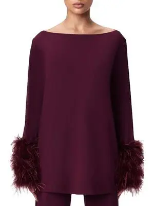 Naked Wardrobe Butter Boat Neck Tunic - Dark Plum