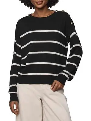 Splendid Stephanie Stripe Sweater - Black/pale Oak