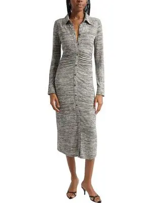 RAMY BROOK Metallic Long-Sleeve Knit Midi Dress