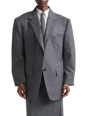 Thom Browne Oversize Wool Flannel Blazer - Dark Grey