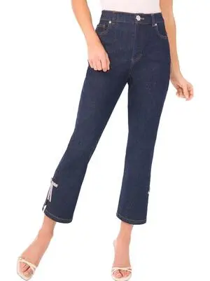 CECE DUPRAZ Rhinestone Bow High-waist Flare Jeans - Indigo Night